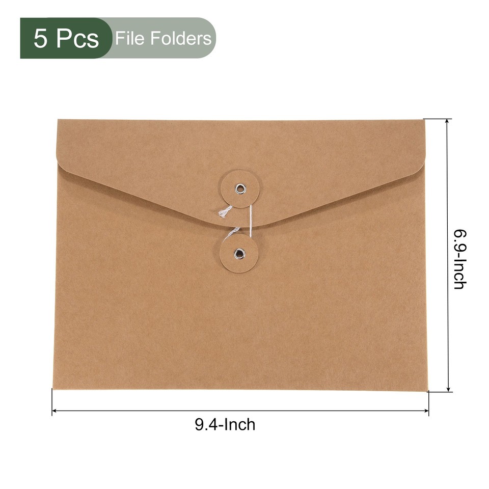 5 Pack String Envelope File Folder, String Tie Closure Paper Folders ...