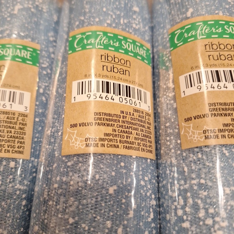 6 Deco Mesh Tulle Light Blue With White Splatterd Flocked Ribbon 6 in x ...