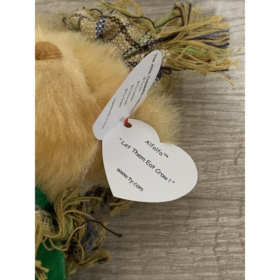 Ty Beanie Babies Alfalfa Scarecrow Let Them Eat Crow Plush Bear LOT-L ...