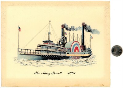Hudson River New York NY- DAYLINER STEAMER MARY POWELL -1861 Vintage ...