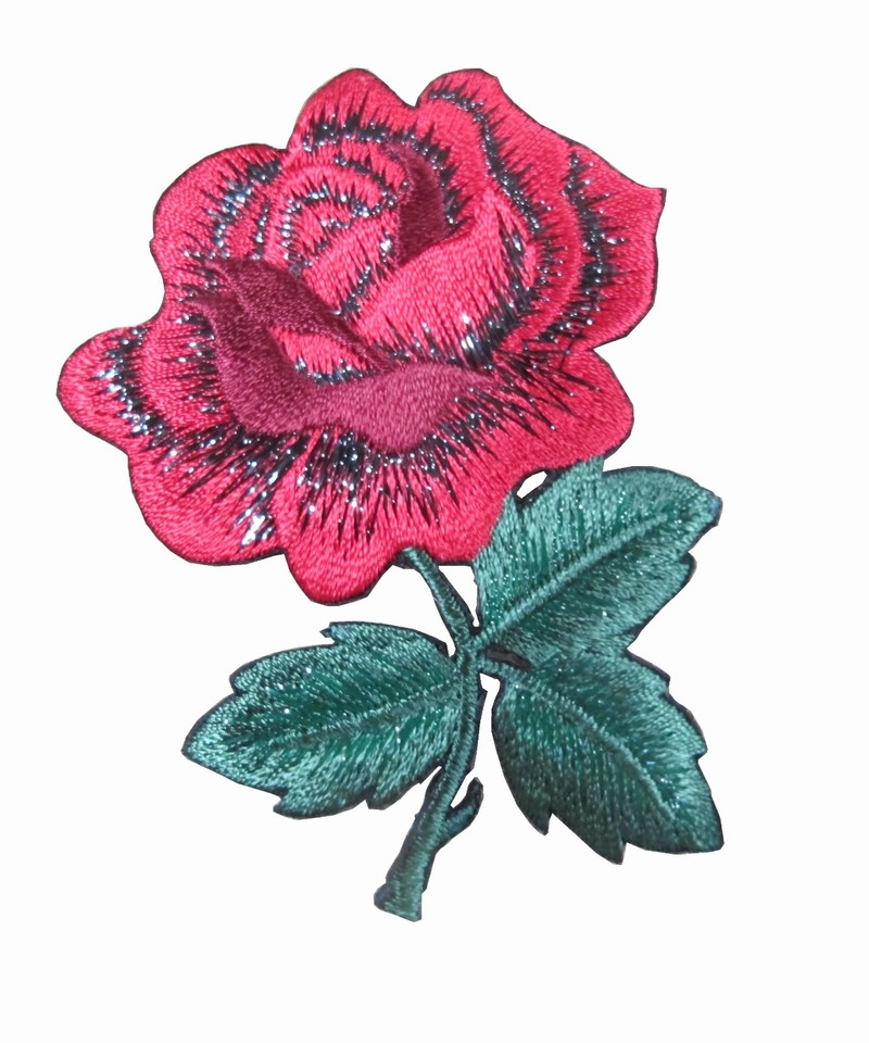 Red Rose Flower Embroidery Iron On Appliqué Patch | eBay