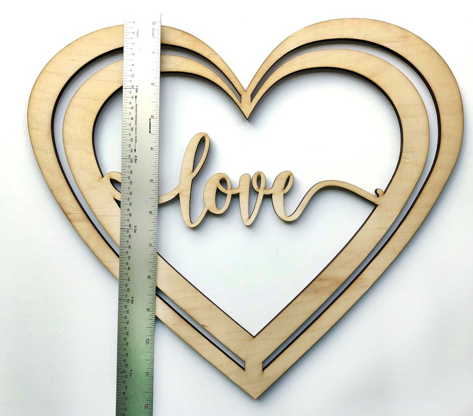 Valentine's Love Wood Heart Door Sign, Front entry, Laser Cut Bedroom ...