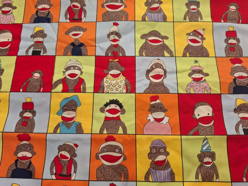 5 yds VTG MODA FUNKY MONKEY COTTON QUILTING FABRIC MAX NOBIE SOCK ...