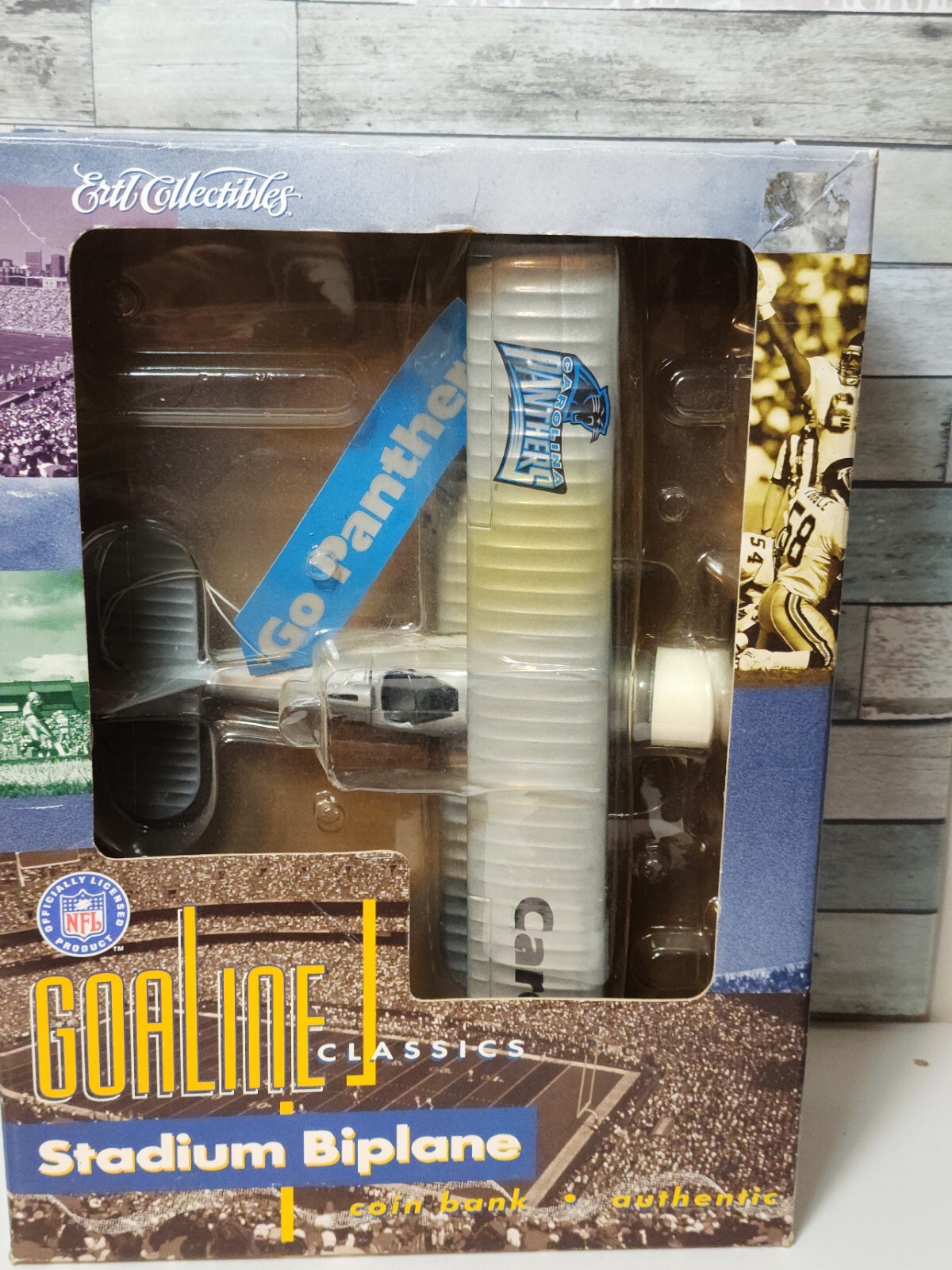 Ertl NFL Goal Line Classics Stadium Biplane Carolina Panthers Coin Bank ...