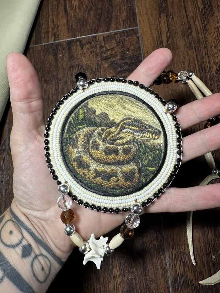 Snake medallion native american beadwork pow wow native made Vertebrae ...