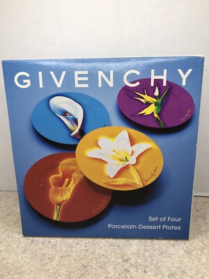 GIVENCHY PARIS 8” Porcelain Dessert Plates Le Fleurs de Parfums Floral ...