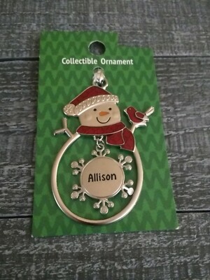 Christmas Snowman Personalized "Allison" Collectable Silver Ornament ...