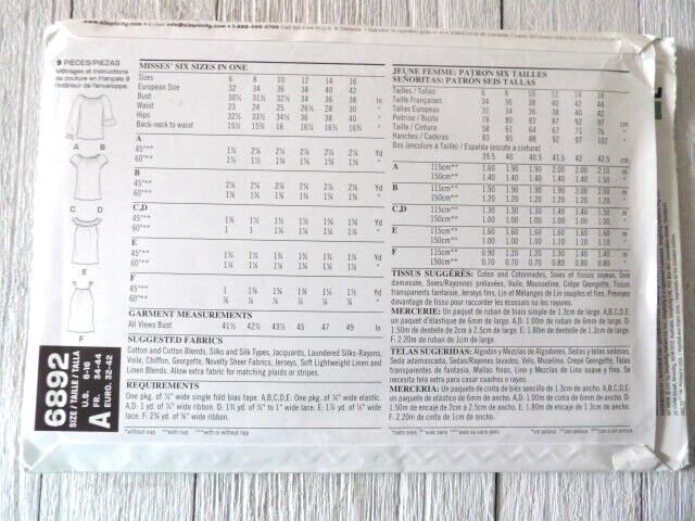 New Look - 6892 Sewing Pattern Women Blouses 6 Styles Sizes 6-16 *New ...