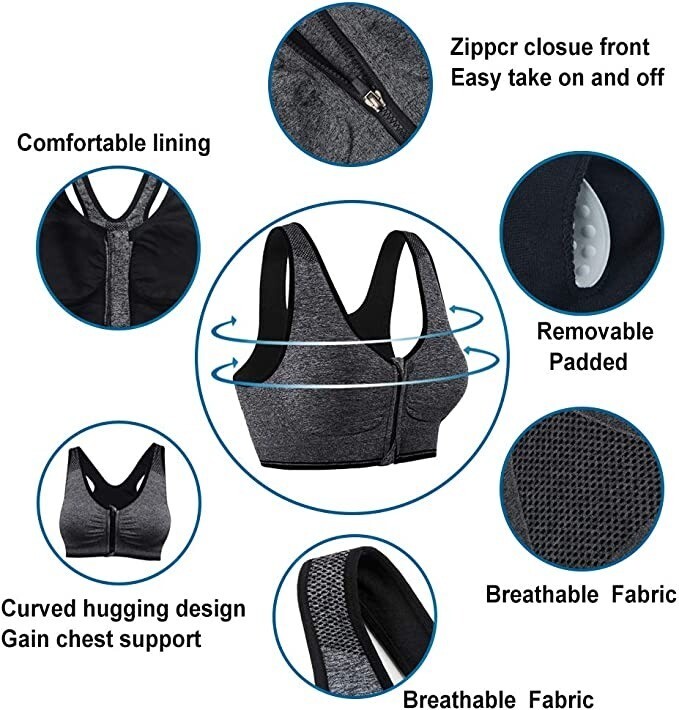 2 Pack Women's White High Support Sports Bra Size Medium 34B 34C 34D ...