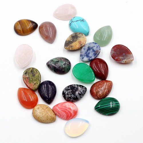100pcs Assorted Natural Stone Drop CAB CABOCHON Stone Beads No Holes ...