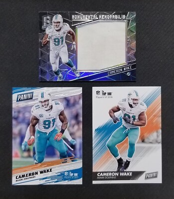 CAMERON WAKE MONUMENTAL MEMORABILIA JERSEY /199 & NFL TOP 100 3 CARD ...