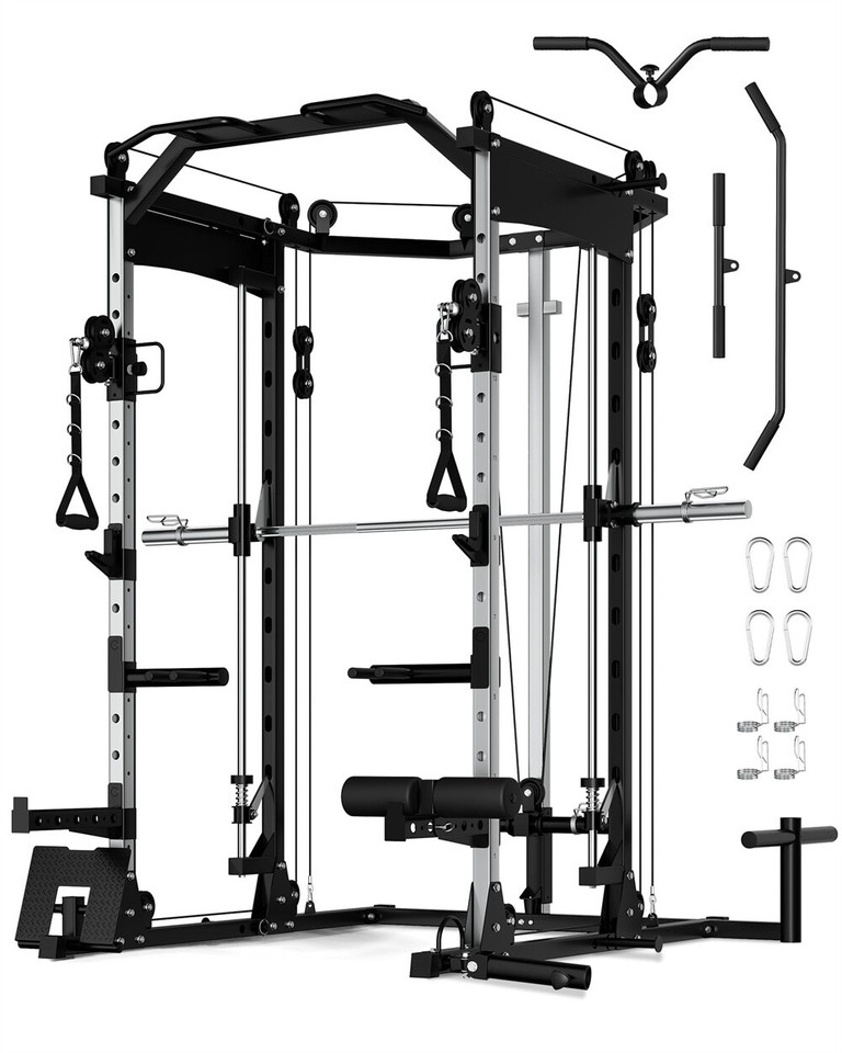 2200 Lbs Smith Machine Multi-Function Squat Rack with LAT-Pull Down ...