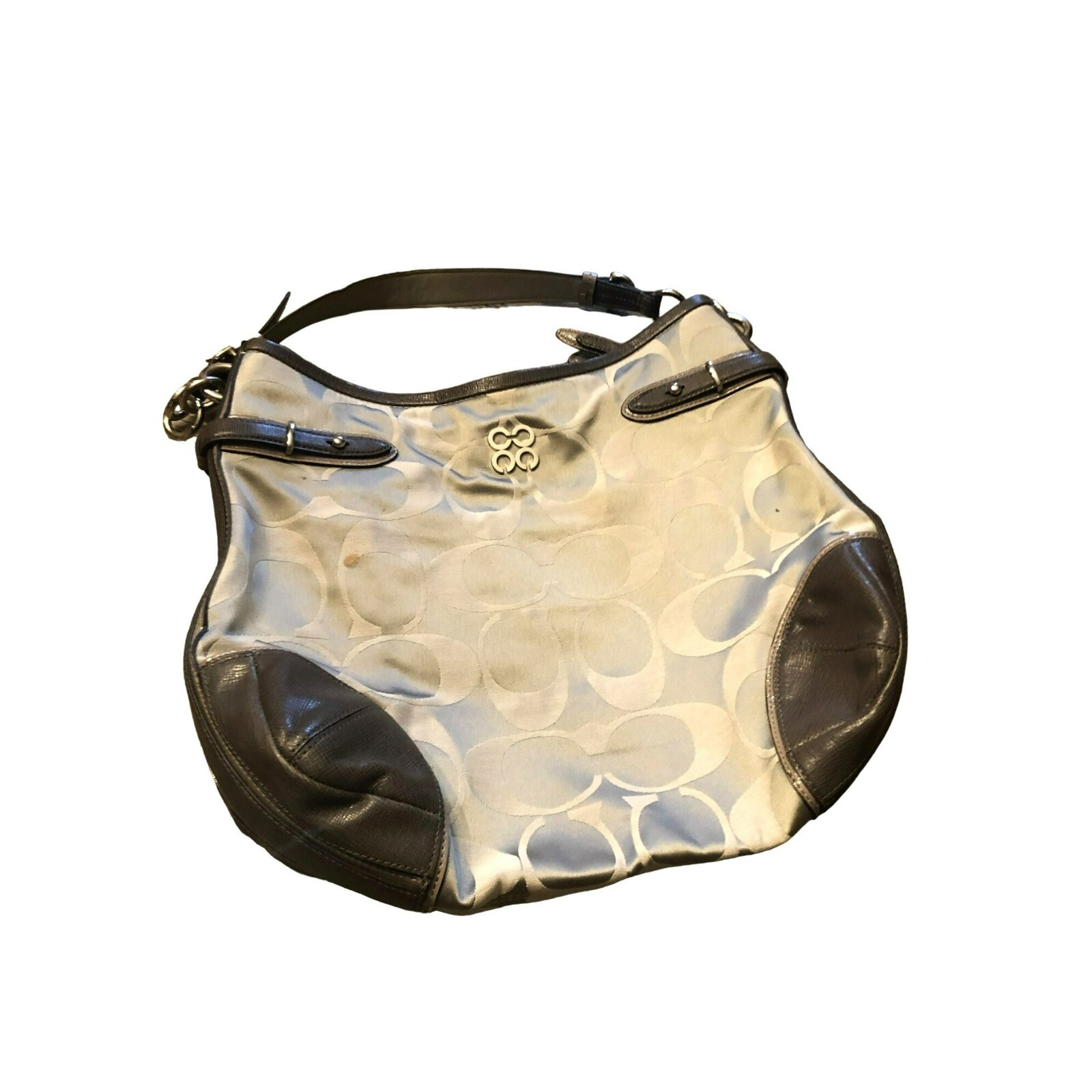 Coach Colette Gray Signature Sateen Leather Hobo Bag - Gem
