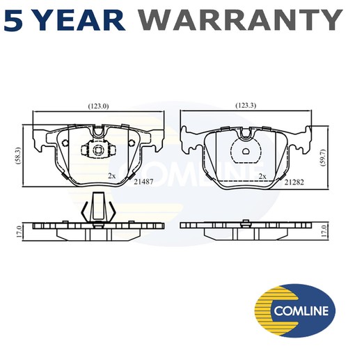 Comline Rear Brake Pads Set Fits BMW X5 X3 3 Series 7 5 34216761285 ...