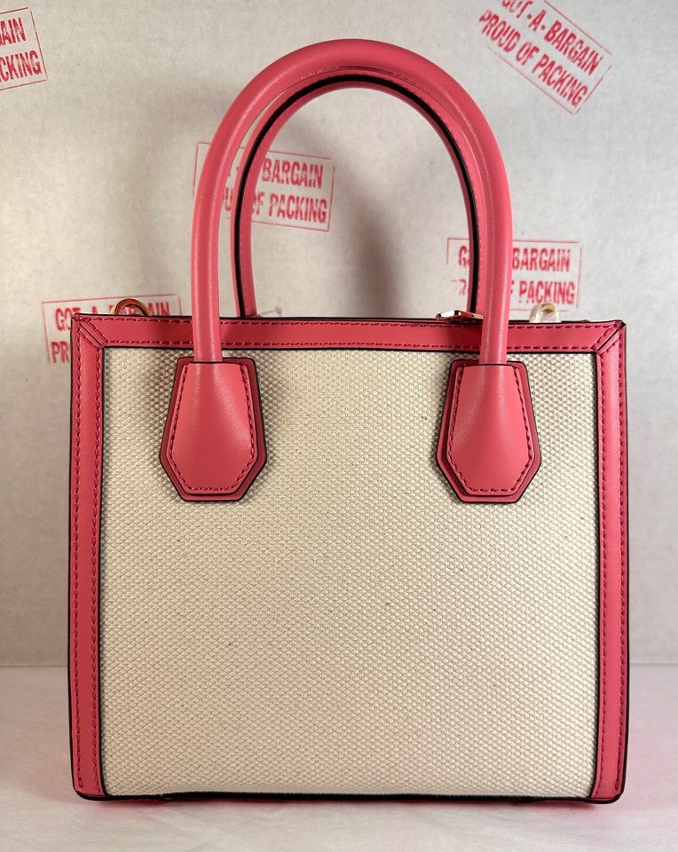 Michael Kors Mercer Medium Logo Embossed Cotton Canvas Satchel ...
