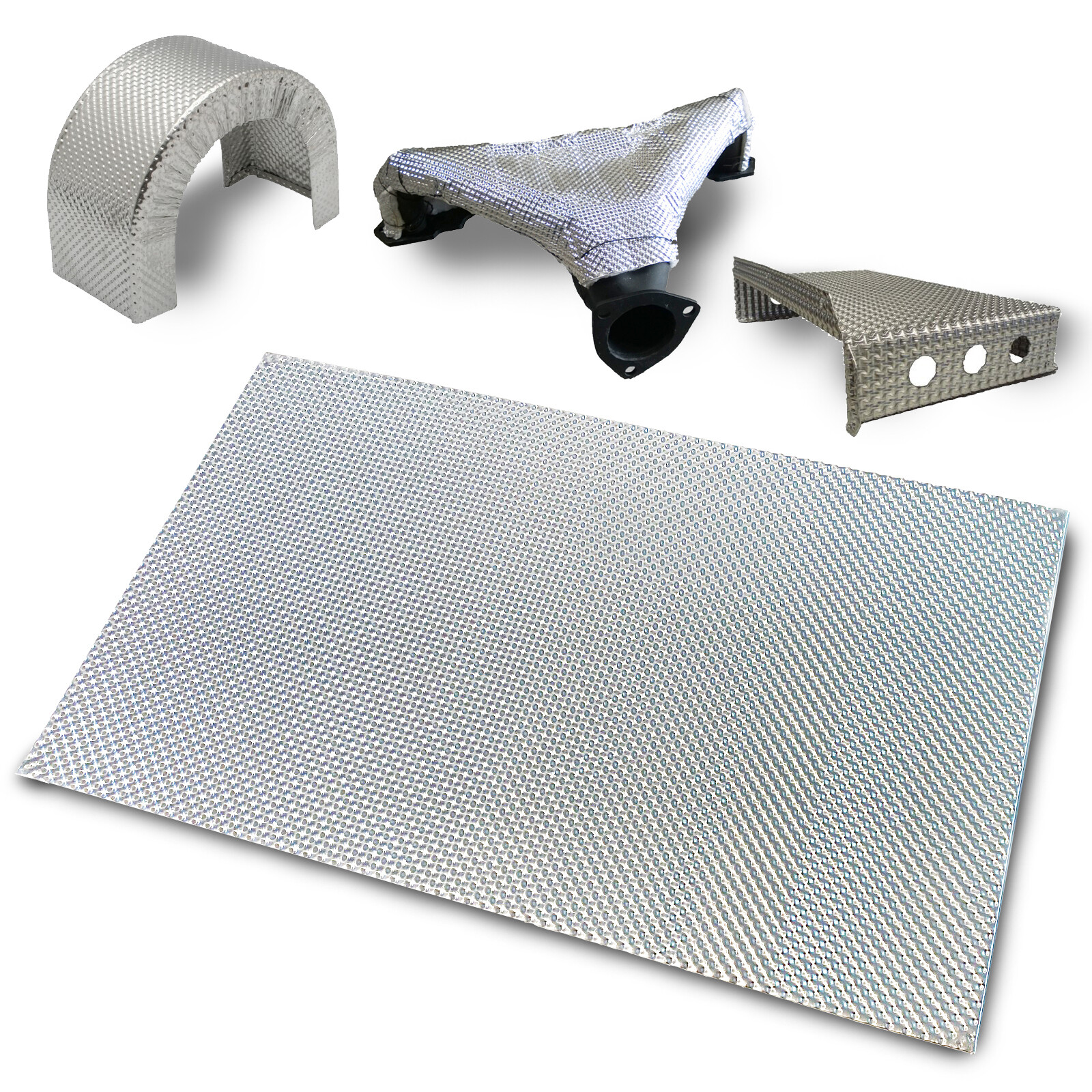 Embossed 4 Layer Aluminium Exhaust Heat Shield 68cm x 43cm 600°C Semi ...