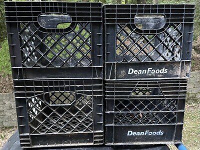 4 Plastic Heavy-Duty Plastic Square Milk Crate Black (13L x 11W x 13H ...