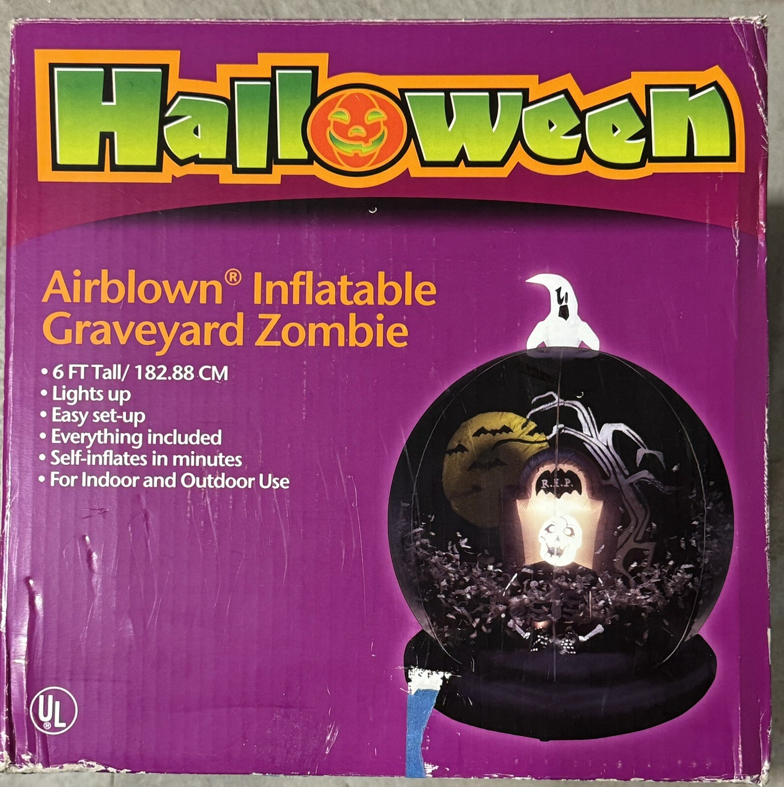 VTG Gemmy Whirlwind Airblown Inflatable Graveyard Zombie Halloween ...