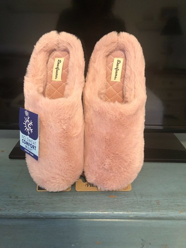 Dearfoam Women's Pink Scuff slippers Faux Fur indoor/outdoor XL | eBay