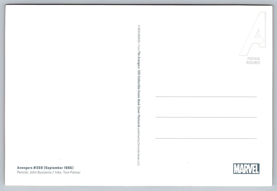 THE MIGHTY AVENGERS #259 SEPT 1985 3.5" X 5.5" MARVEL COMICS POSTCARD ...