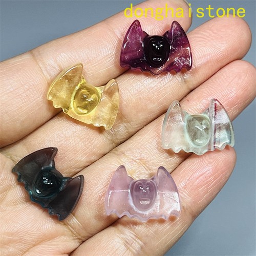 5pcs Natural Fluorite Mini bats skull Quartz Crystal carved Skull gem ...