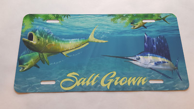 Salt grown saltwater Sailfish Dolphin scene license plate ultra detail ...