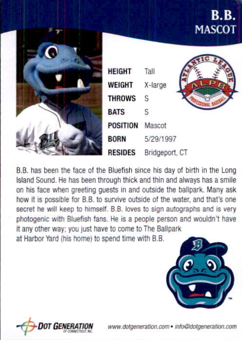 2017 Bridgeport Bluefish Team Issue #30 B.B. MASCOT - NM Baseball Card ...