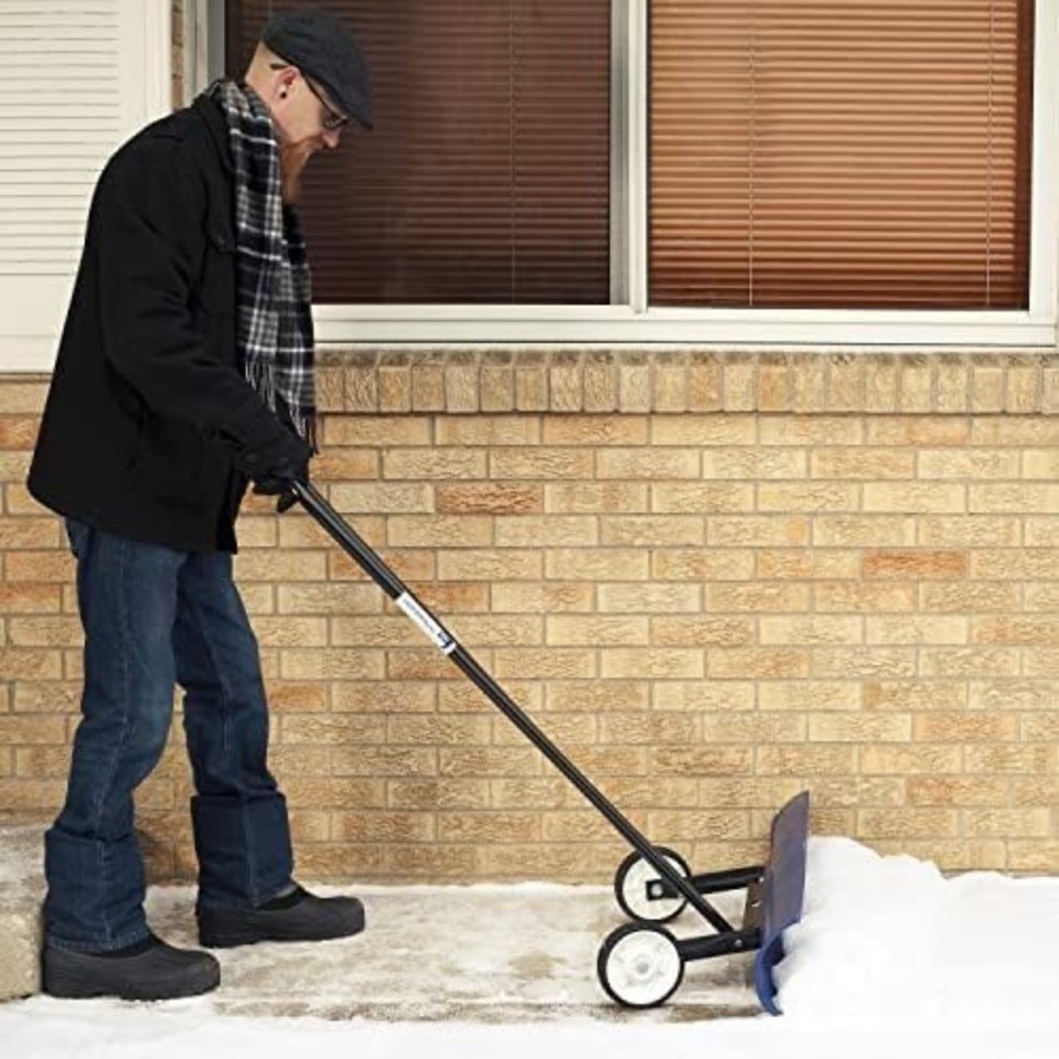 Bi-Directional Wheeled Snow Shovel Pusher and Scoop 36 Inch Heavy Duty ...