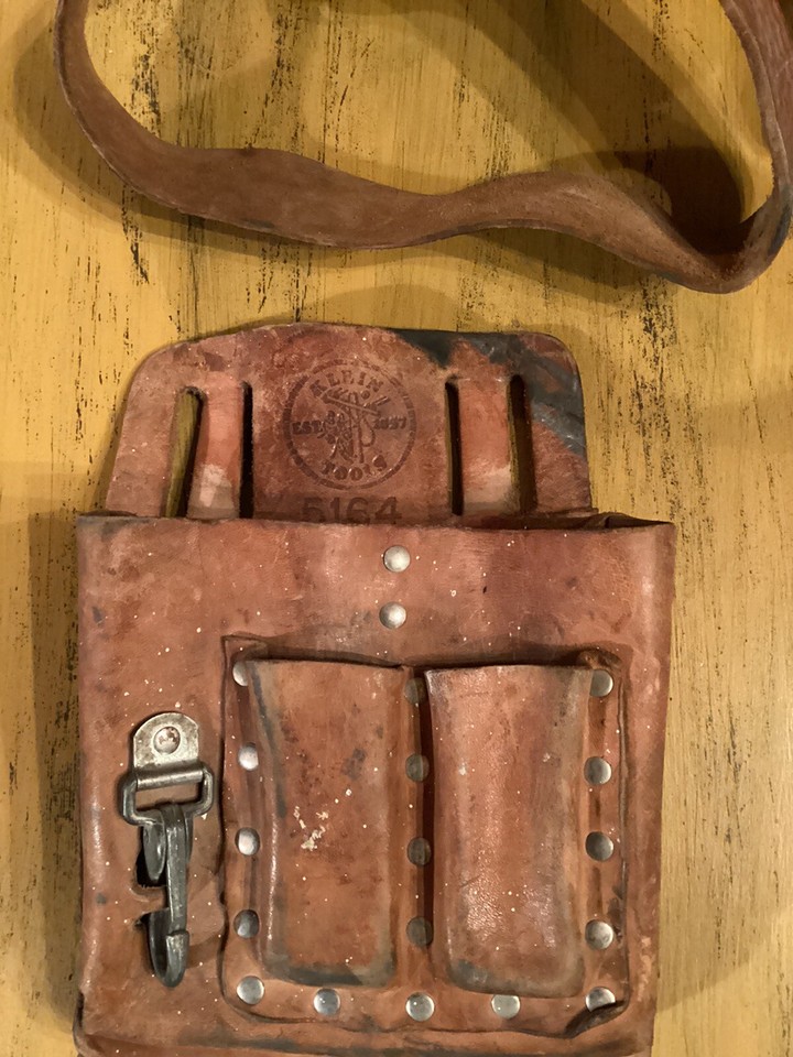 Vintage Klein Leather Lineman Tool Work Pouch Vintage# 5164. Includes ...