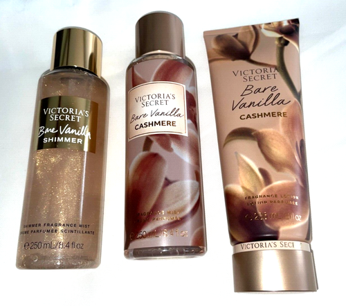 Victoria Secret Bare Vanilla Cashmere Shimmer Body Lotion Body Mist 8 ...