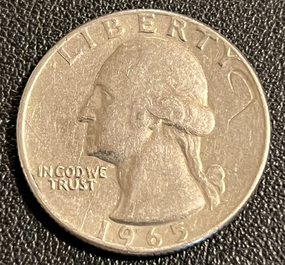 1965P Washington Quarter Obverse Strike Through Error Foreign Object ...