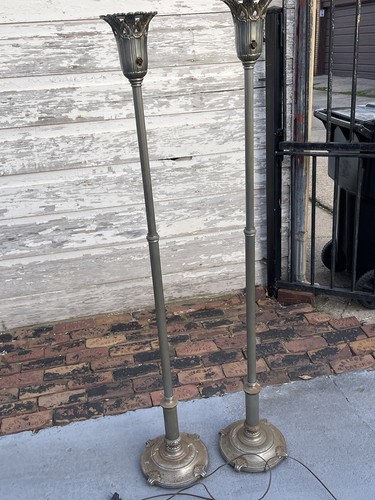 Art Deco Floor Lamp Cast Iron Torchiere Ornate. No Glass Shade.Only one ...