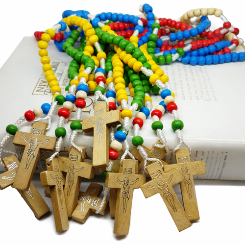 12x Wood Cross Crucifix Rosary Holy Communion Beads Rosaries JobLot ...