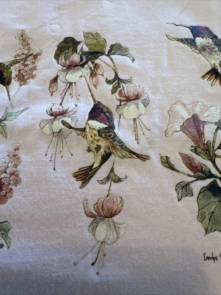 Vintage 90s Pink Sleep T Shirt Long Tee Cute Hummingbirds Flowers ...