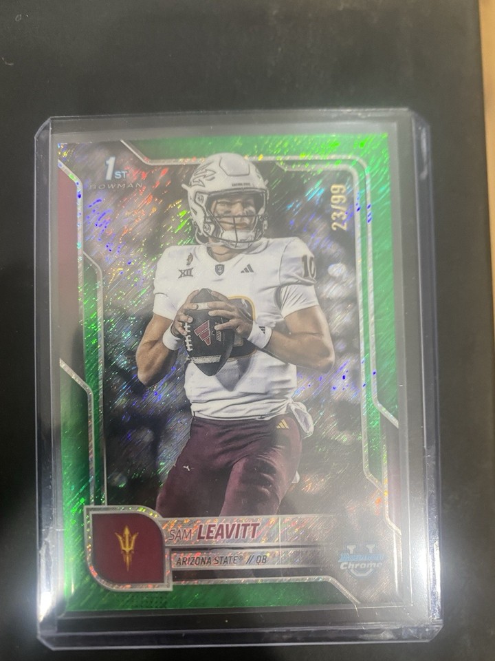 Sam Leavitt 2025 Bowman Chrome U 1st Bowman Green Shimmer /99 Arizona ...
