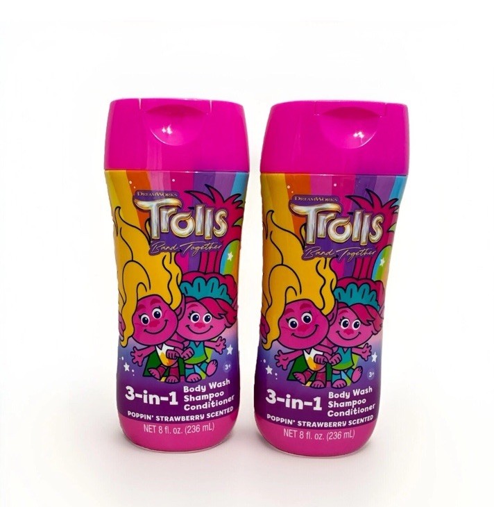 Dream Works Trolls 3 In 1 Body Wash Shampoo Conditioner Poppin ...