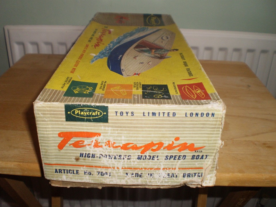VERY RARE VINTAGE PLAYCRAFT 'THE TERRAPIN' MODEL BOAT KIT BOXED ...