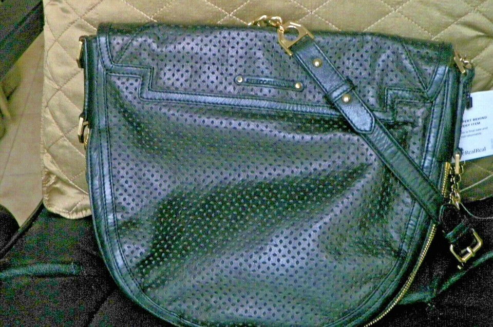 REBECCA MINKOFF COLLECTION, leather handbag with golden ornaments ...