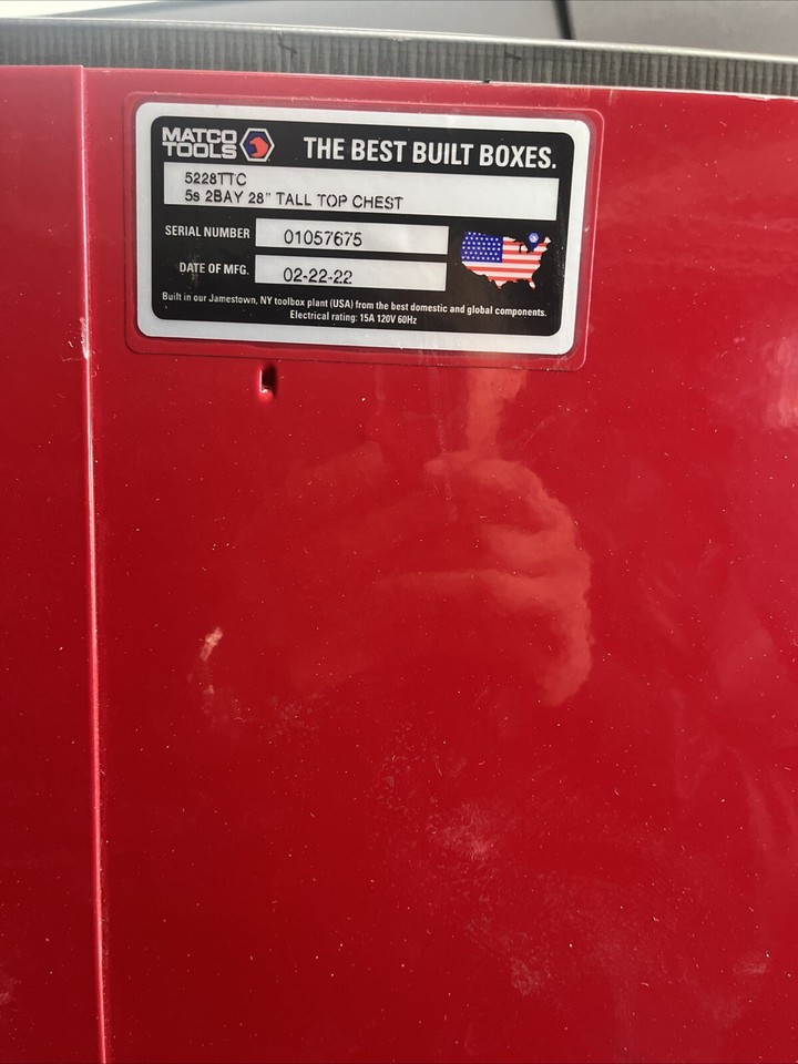 Matco toolbox 5s 2 Bay Tool Box H50xL57xW28 With Key Great Shape | eBay