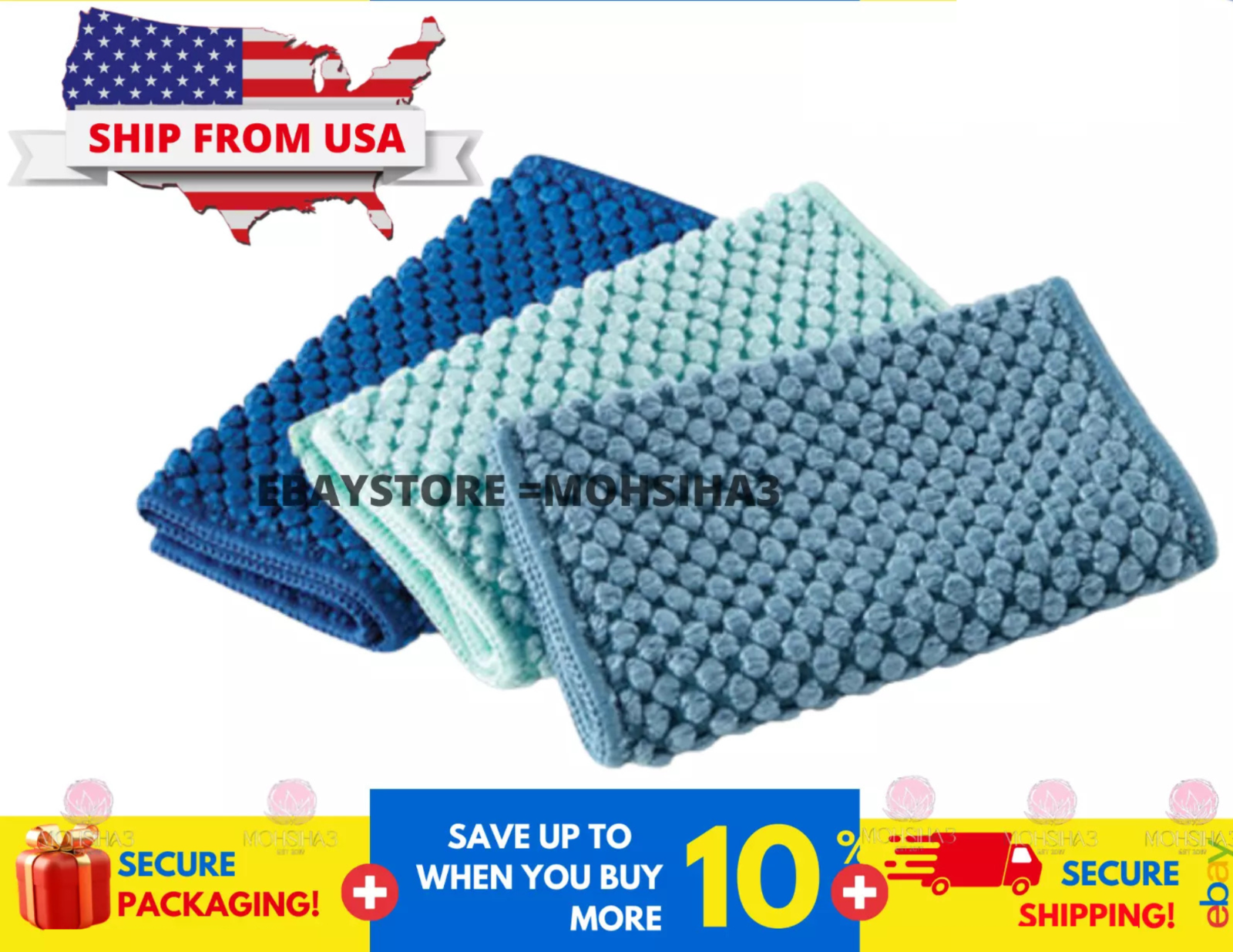 Norwex Counter Cloths Set of 3 Sea Mist Navy Teal - SHIP FROM US | eBay