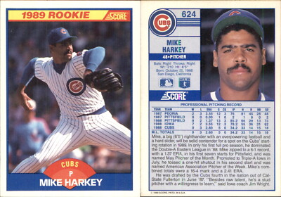 Mike Harkey 1989 Score #624 Card Chicago Cubs FREE SHIP *AutographDen ...