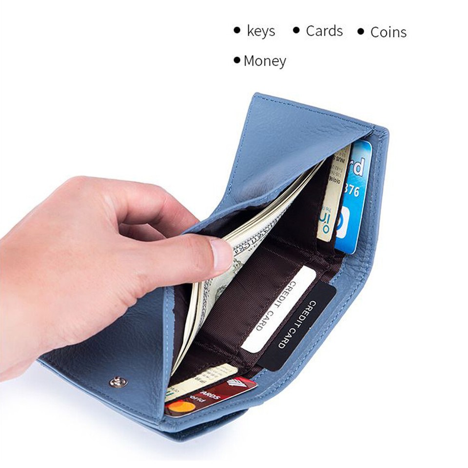 Women Wallet Credit Card Holder Genuine Leather RFID Blocking Pocket ...