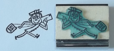 Mr Zip Mailman/Postal Carrier Running rubber stamp Amazing Arts cute ...