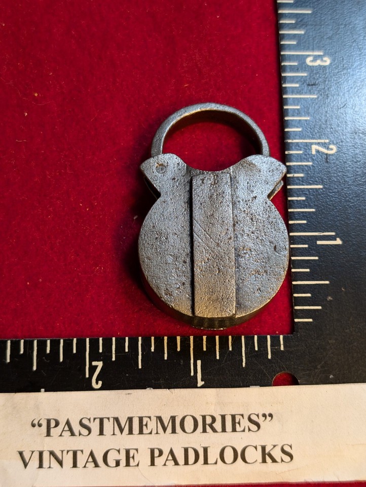 SMALL FORGED WROUGHT IRON "TRICK" PADLOCK w/ KEY, VINTAGE LOCKS ANTIQUE ...