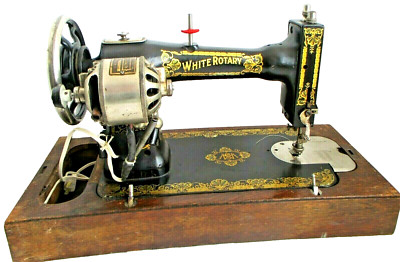 Antique White Rotary Sewing Machine Vtg - Working w/ Hamilton Beach ...
