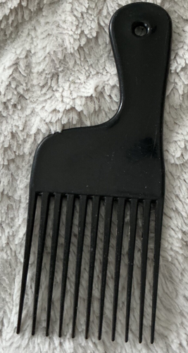 Hair Pick Comb Offset Handle Plastic Styling Afro 7" Black Vintage 70's ...