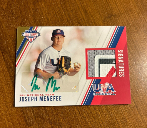 Joseph Menefee 2018 USA Baseball Game Laundry Tag Green Ink Auto #35 ...