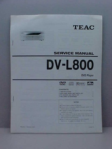 Teac DV-L800 Original Copy from Teac Service Manual Free Shipping | eBay