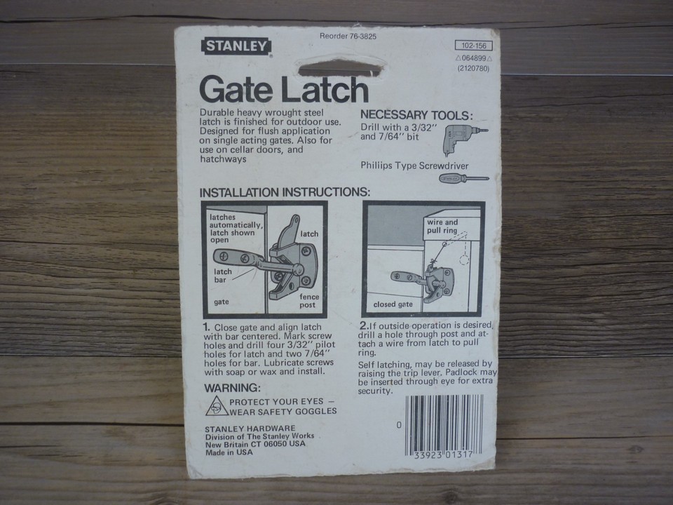 VINTAGE STANLEY GATE LATCH 76-3825 HEAVY ZINC OUTDOOR USA NOS ...