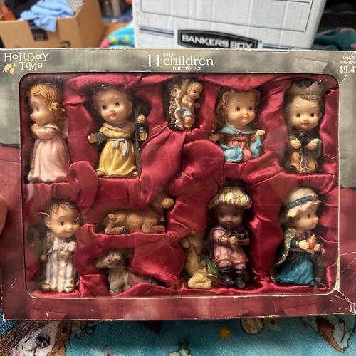 Vintage Holiday Time Walmart 11 Piece Children Nativity Set in Original ...